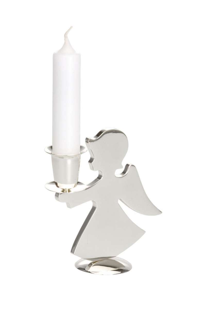 Kerzenhalter Engel, versilbert, Höhe 12,5 cm | Weihnachten | Silber & Dekor